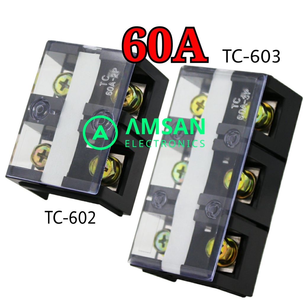Jual Terminal Block 60A 2P 3P TC-602 TC-603 2 3 Pole 600V | Shopee ...