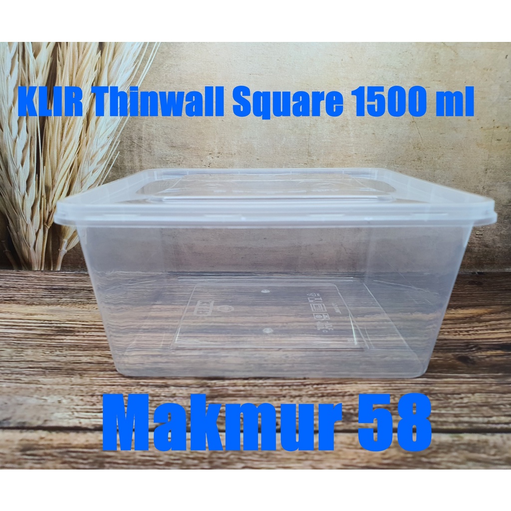 Jual Thinwall KLIR Square / Kotak 1500 ml / box Plastik / Wadah Plastik ...