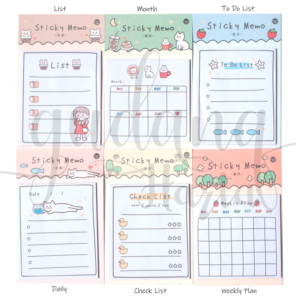 Sticky Notes To Do List Planner Lucu Memo Unik DIY Scrapbook GH 301059 ...