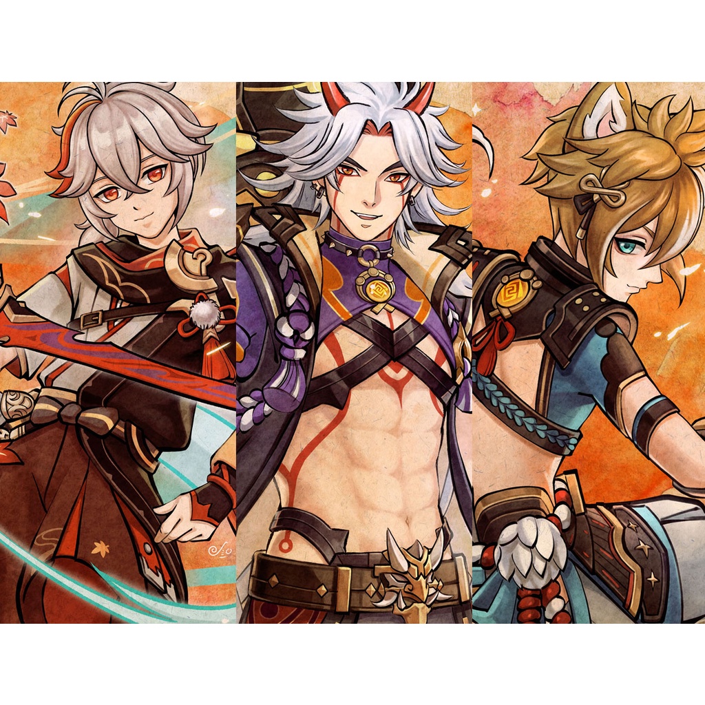 Jual Genshin Impact - Inazuma - Kazuha Gorou Itto - Artprint / Poster ...