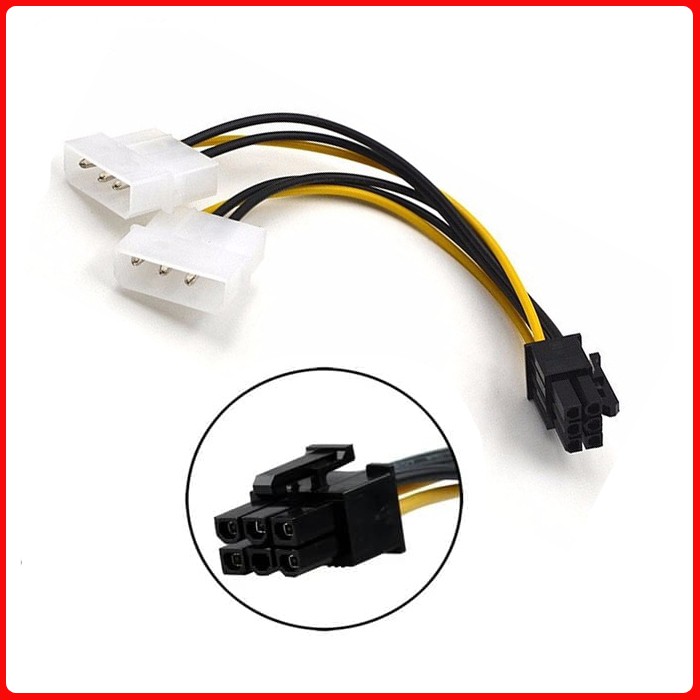 Kabel Power 6 Pin to MOLEX 4 Pin Power Supply to VGA Card | Shopee ...