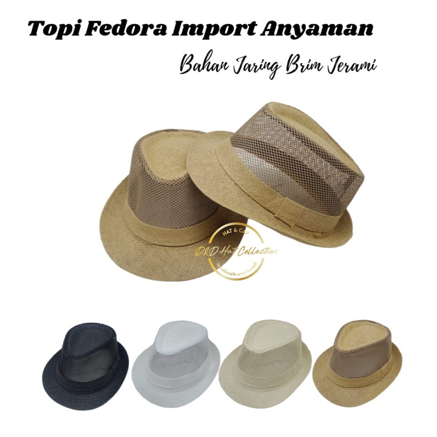 Jual Topi Fedora Import Anyaman Bahan Jaring Brim Jerami | Shopee Indonesia