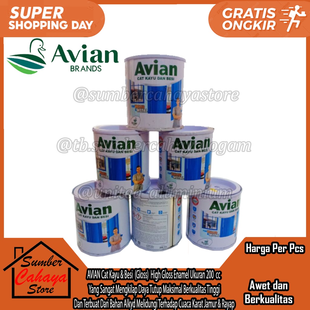 Jual AVIAN Cat Kayu & Besi (Gloss) Ukuran 200 cc ml Sangat cocok ...