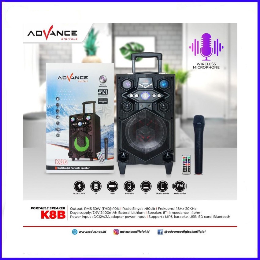 Jual Speaker Bluetooth Advance K8B Speaker PA Hi Fi Portable ...