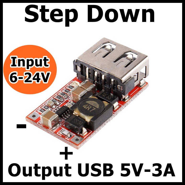 Jual 6-24V 12V/24V to 5V USB DC-DC Buck Converter Step Down Power Module | Shopee Indonesia