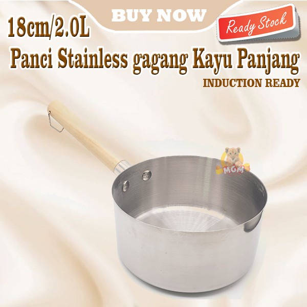 Jual Panci stainless 18cm gagang KAYU panjang Induksi READY Gayung 2L ...