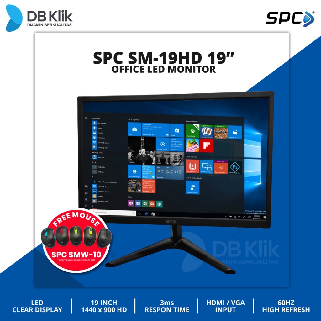 Jual SPC OFFICE MONITOR LED Monitor SPC SM-19HD 19 inch | Shopee Indonesia