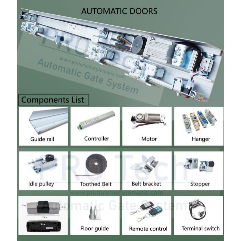 Jual PRO Tech Automatic Sliding Door DSL 125A Kaca Kayu max 120kg x 2 ...