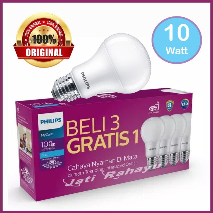 PHILIPS Lampu Led Paket (Beli 3 Gratis 1) 10W 10 Watt PUTIH | Shopee Indonesia
