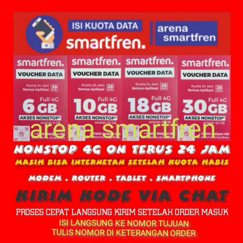 Voucher Smartfren Kuota Data Nonstop Inject / Isi Langsung / Tembak Kuota / Kode Via Chat ...