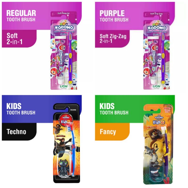 Jual Kodomo sikat gigi + pasta gigi anak/ sikat gigi + hadiah TECHNO / FANCY seri TROLLS POPPY ...