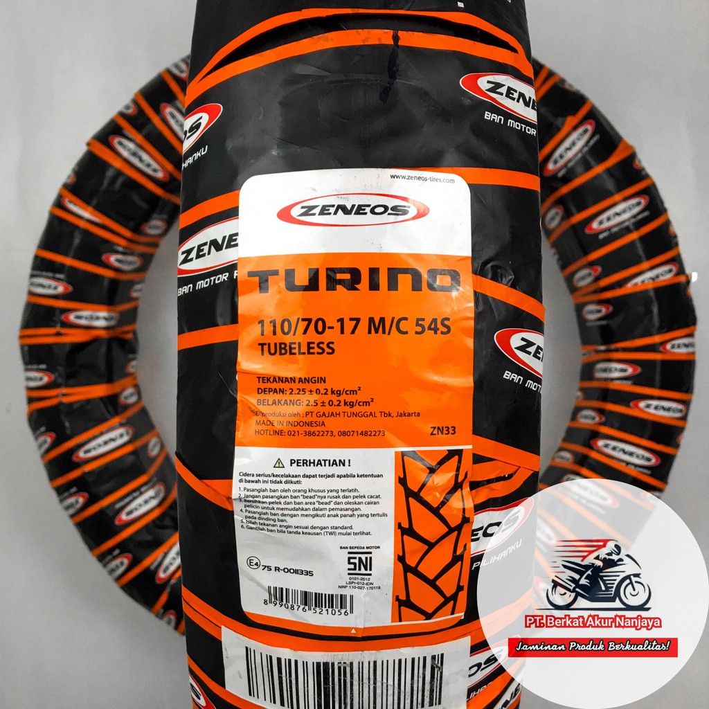 Jual Ban Motor Zeneos Turino ZN33 110/70-17 Ban Motor Tubeless BONUS ...