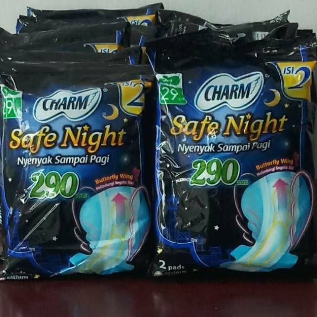 Jual CHARM Safe Night 290 mm per 1 sachet isi 2 pads | Shopee Indonesia