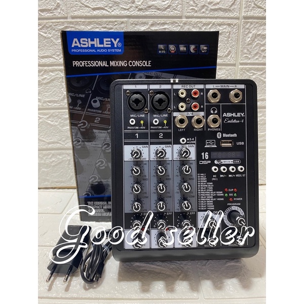 Jual Mixer audio ASHLEY Evolution 4 USB Bluetooth Recording Efek Reverb 24 bit 16 dsp | Shopee ...