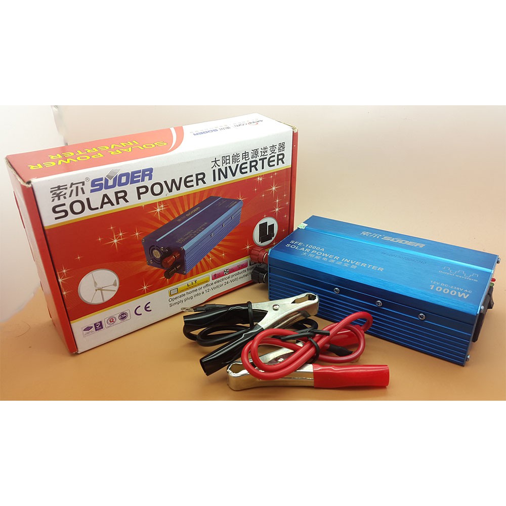 Jual Power Inverter Solar 1000 Watt Suoer SFE-1000A Fuse Di Luar | Shopee Indonesia