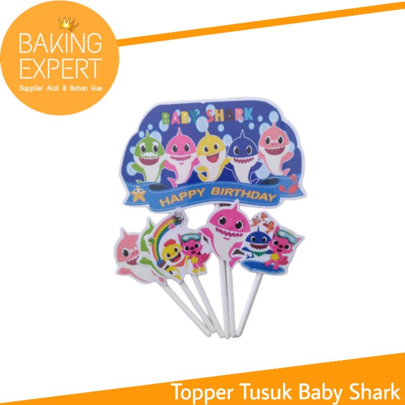 Jual Topper Cake Tusuk Happy Birthday kartun toper hiasan kue karakter baby shark | Shopee Indonesia