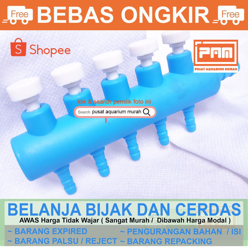 Jual Stop Kran Udara Aerator Biru Besar 5 Cabang Pusat Aquarium Murah ...