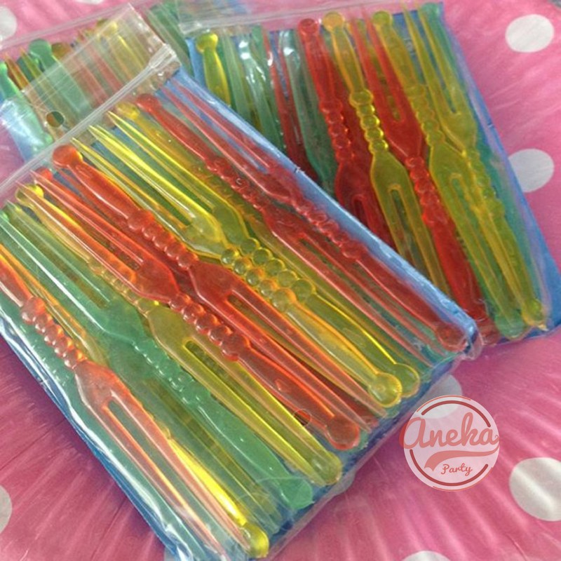 Jual garpu kue / garpu plastik / garpu warna / garpu buah / garpu ...