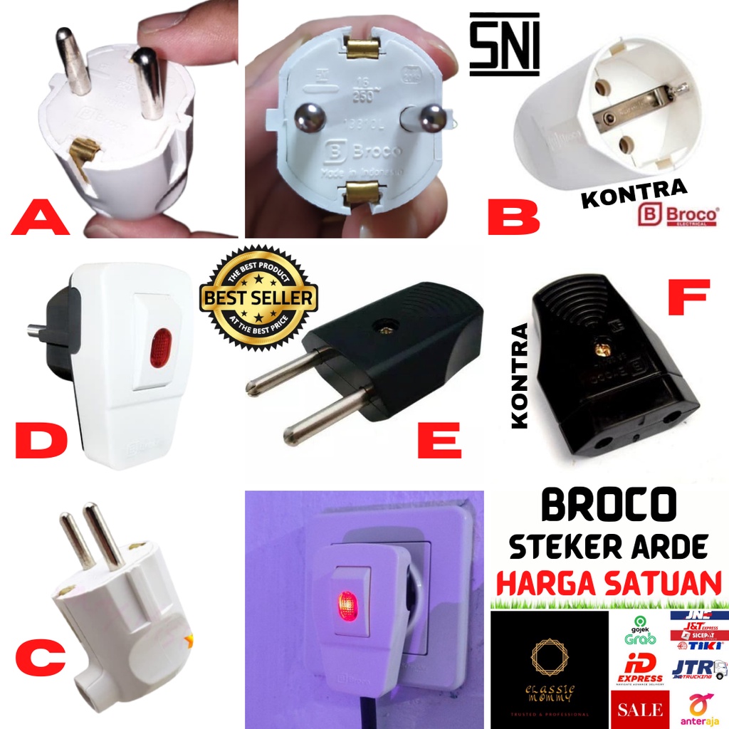 Jual BROCO Steker Arde Kontra Steker Saklar Kepala Colokan Listrik SNI ...