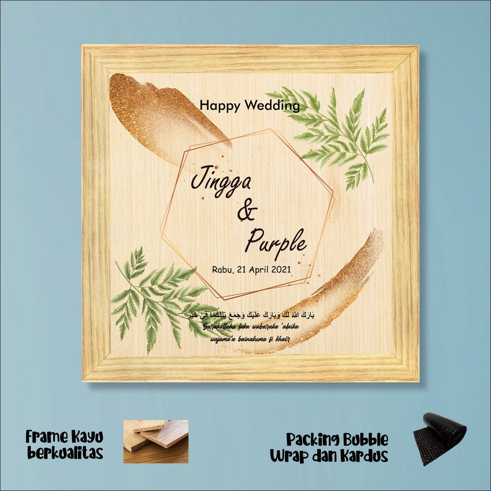 Jual Foto Frame Kayu Custom Nama Kado Pernikahan / Kado Tunangan / Kado ...