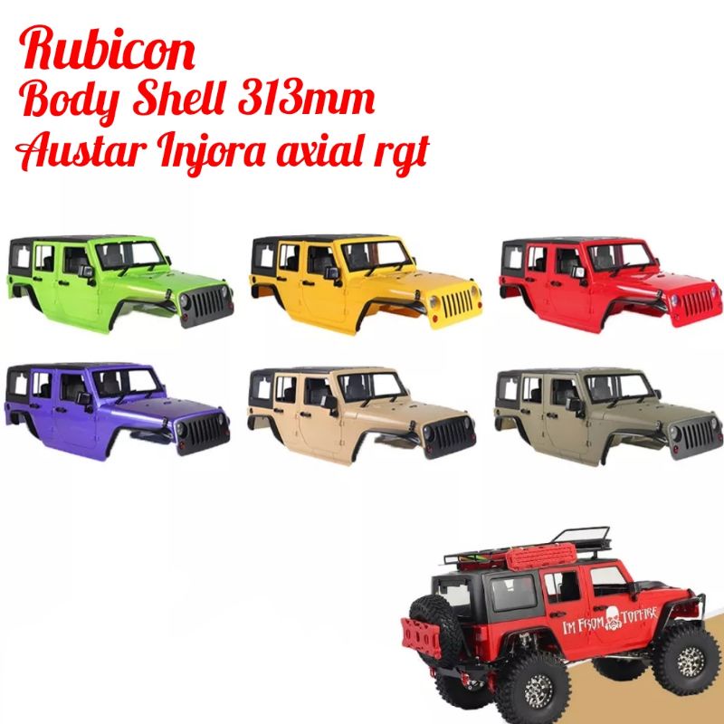 Jual Body rc car 313mm rubicon long wb 313mm wheelbase frame kerangka hardbody injora axial rgt ...