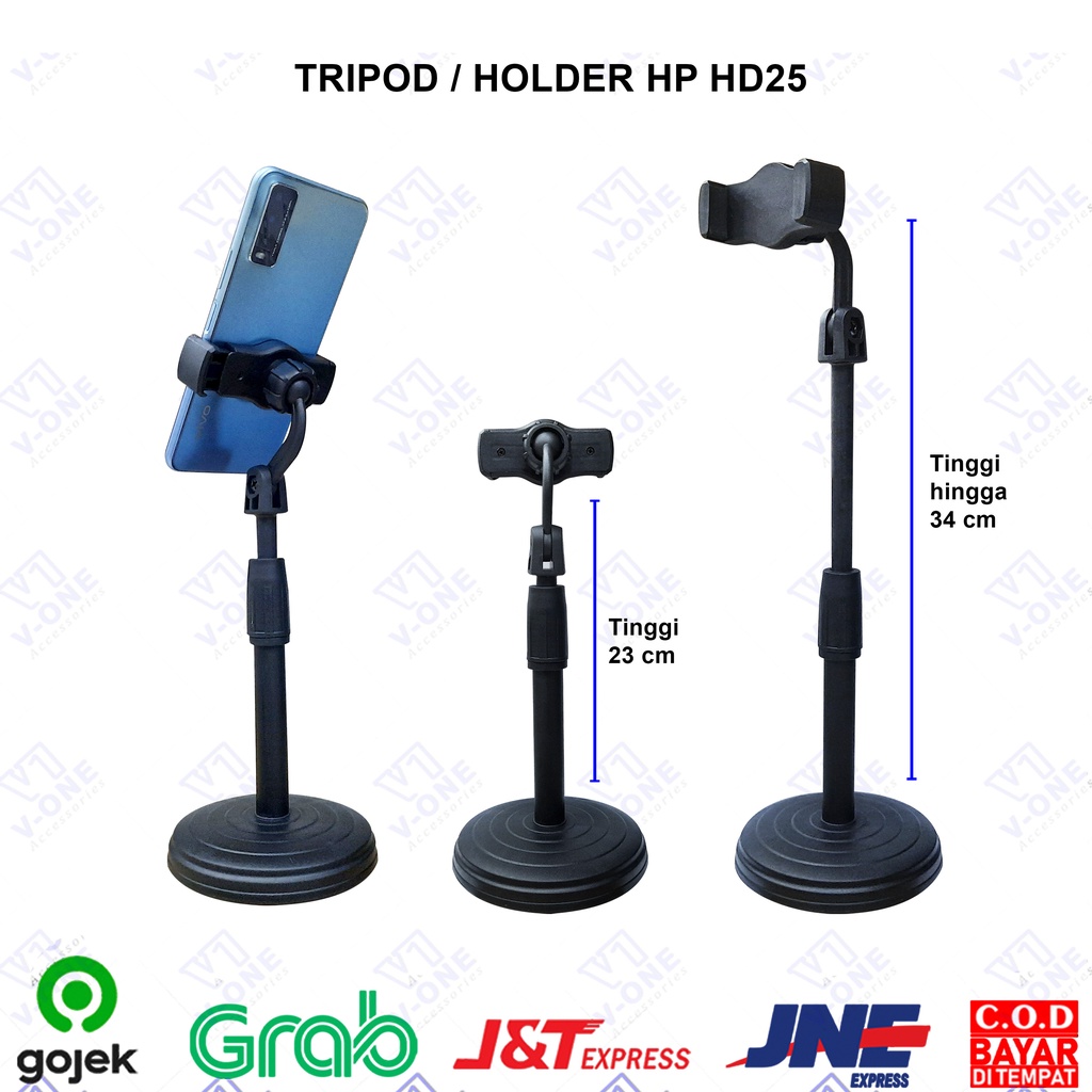 Jual TRIPOD HP HD25 / PHONE HOLDER HP STAND / MICROPHONE PHONE HOLDER ...