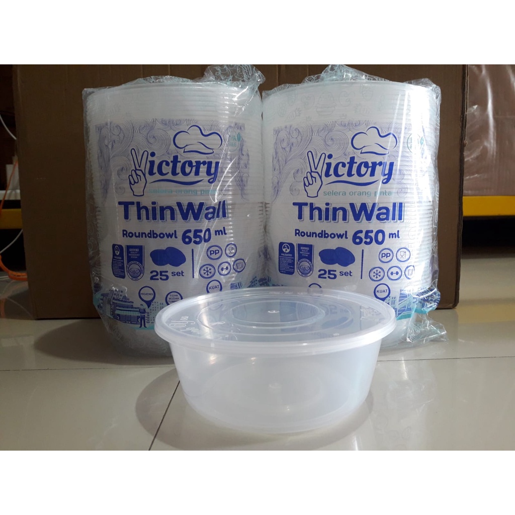 Jual (Isi 25pc/slop)THINWALL BOWL 650ML / 750ML + tutup / MANGKOK BULAT / CUP BOWL (25PCS ...