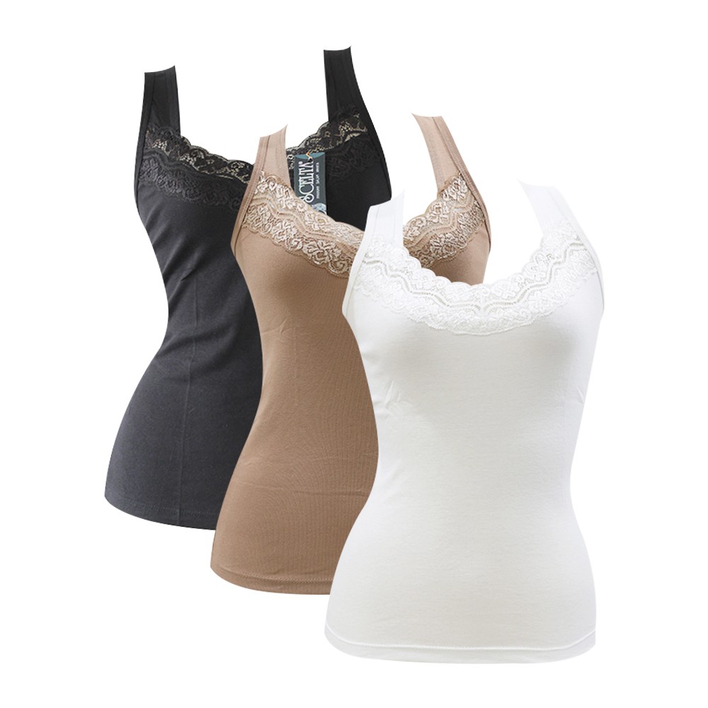 Jual Scelta - Atasan Tank Top Wanita Katun Tanktop Polos Renda Tali ...