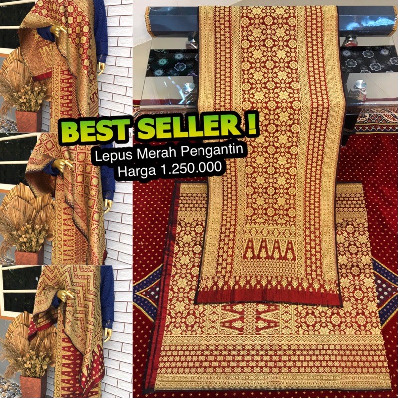 Jual SONGKET LEPUS MERAH GOLD PENGANTIN - ILHAM SONGKET TENUN TANGAN ASLI PALEMBANG Indonesia ...
