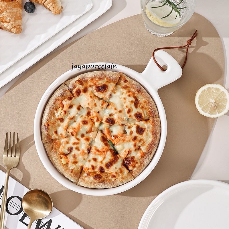 Jual white porcelain piring pizza plates serving plate ceramic ...