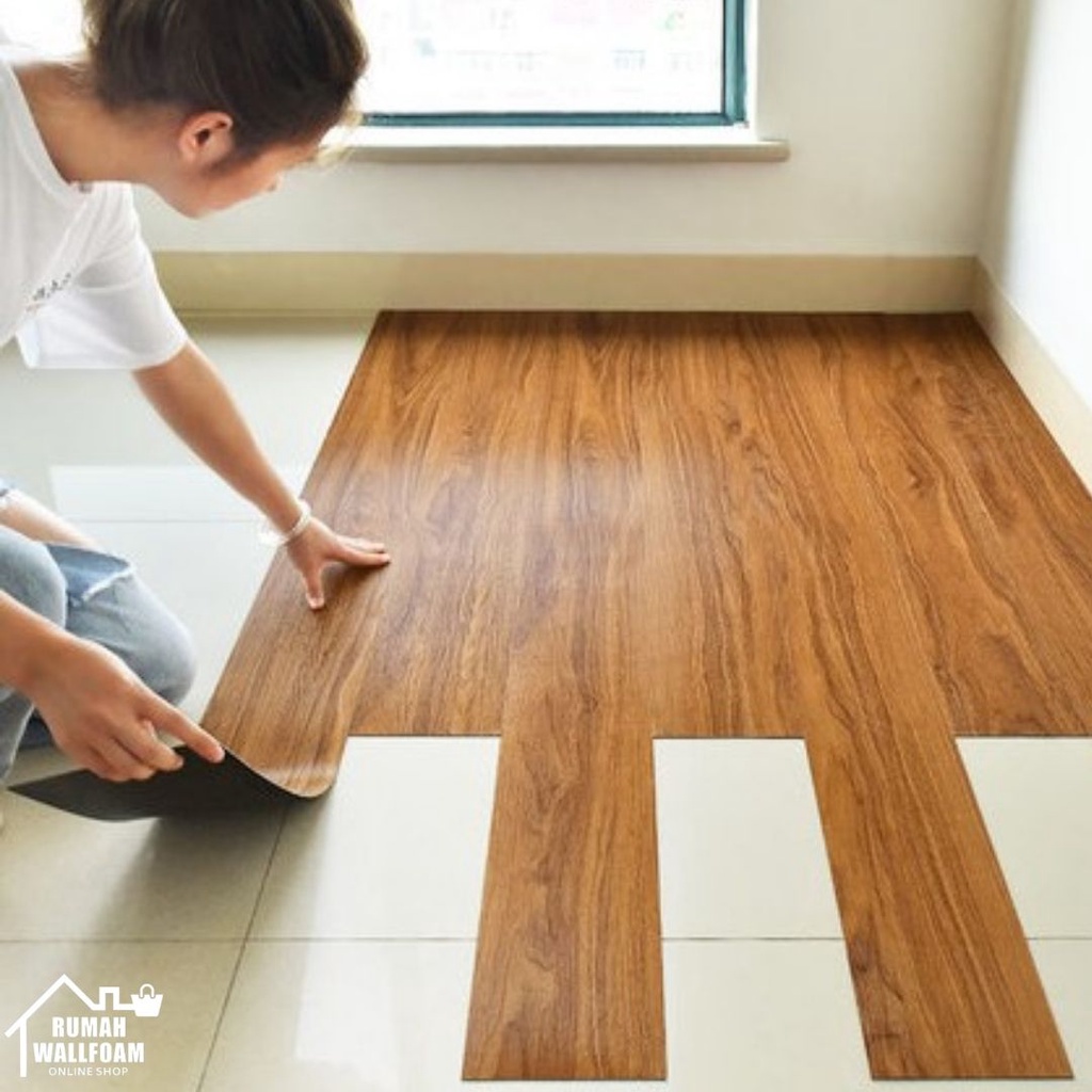 Jual (COD) Lantai Vinyl Stiker / 91.5cm x 15,2cm / Lantai kayu parquet ...