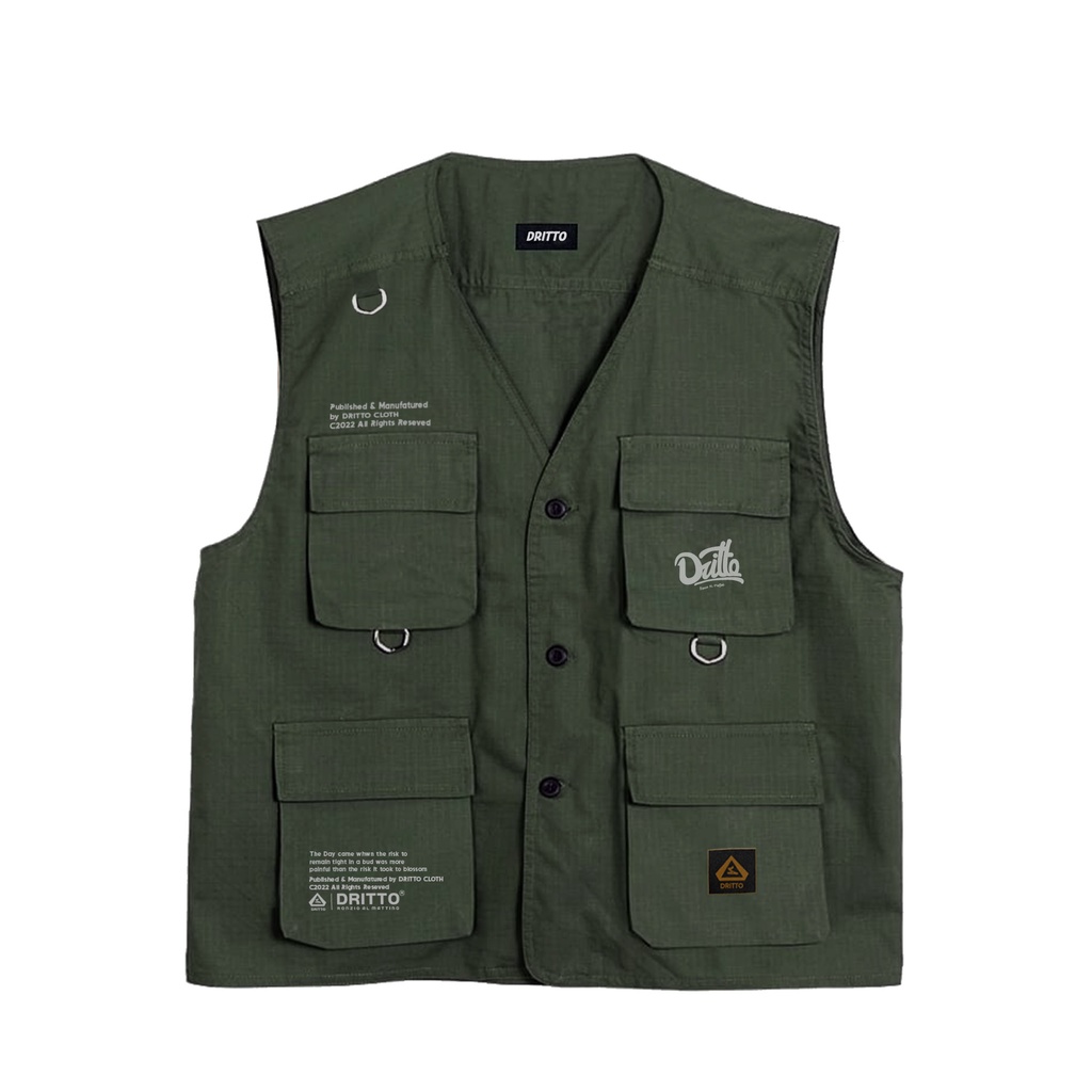 Jual Nazio Rompi/Vest Unisex - Dritto Vest - Army | Shopee Indonesia