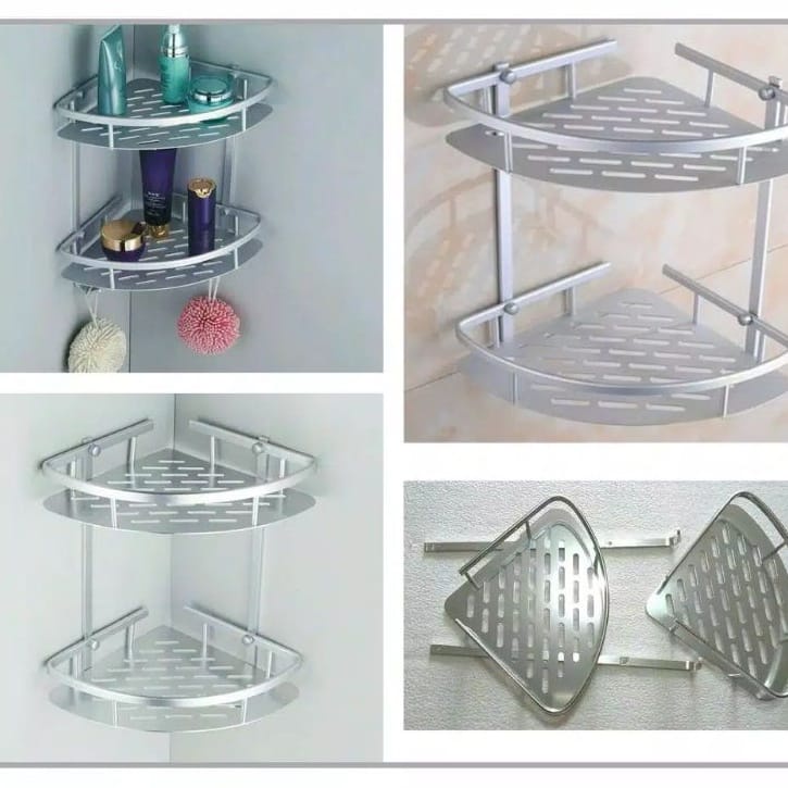 Jual Rak Sabun Sudut Dinding Kamar Mandi Minimalis Alumunium 2 Susun ...