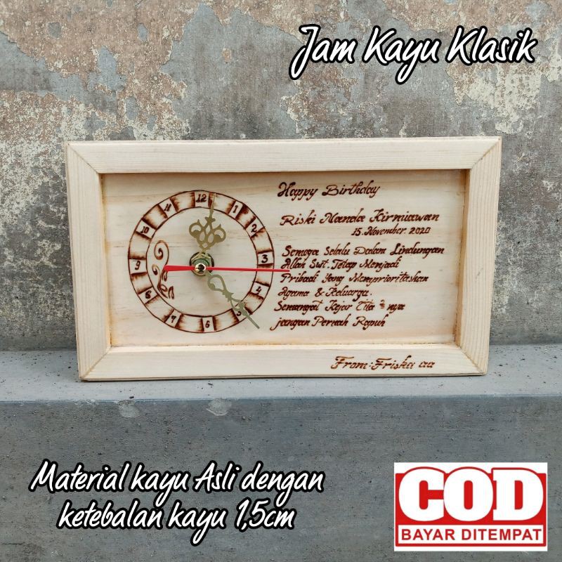 Jual JAM CUSTOM / JAM KAYU CUSTOM/KADO PACAR/KADO ULANGTAHUN/KADO ...