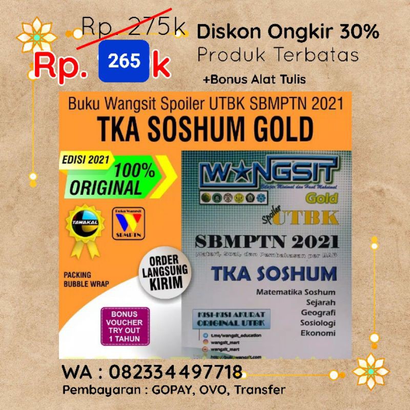Jual BUKU WANGSIT UTBK 2021 / TKA SOSHUM GOLD | Shopee Indonesia