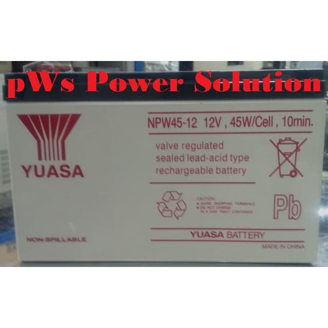 Jual BATTERY / AKI YUASA REW45-12, 45W/CELL, 10MIN BATTERY YUASA VRLA ...