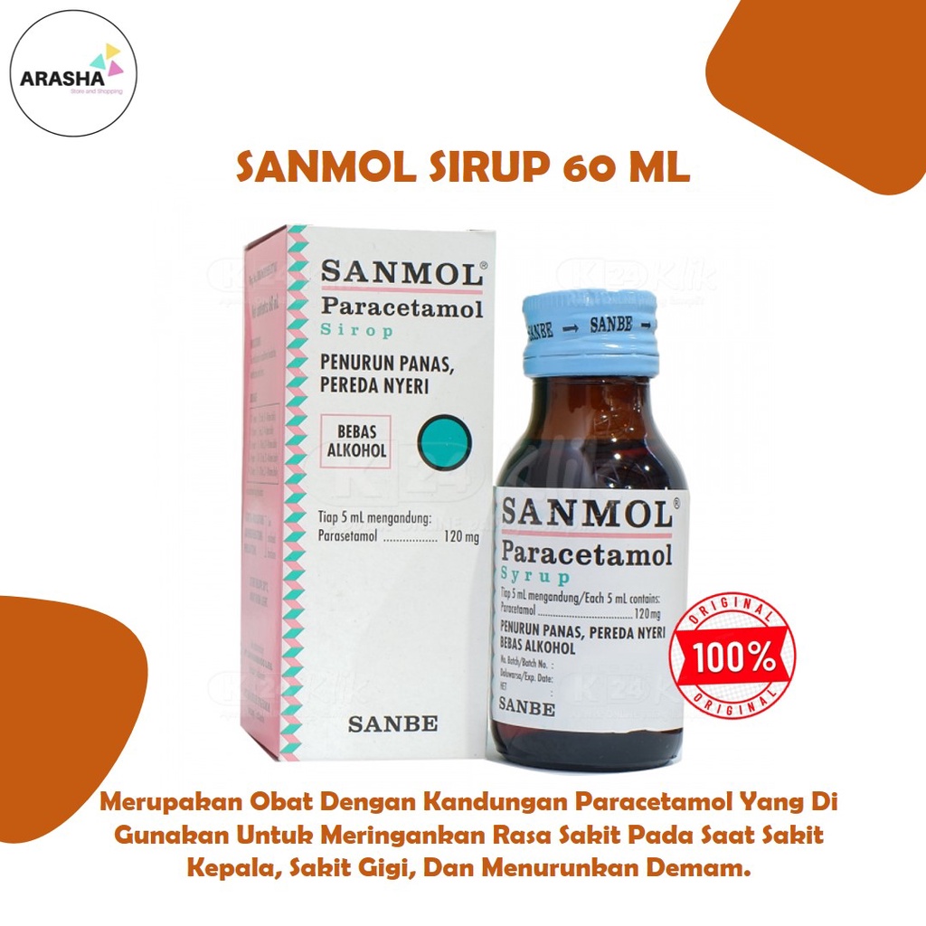 Jual SANMOL SIRUP 60 ML Obat Demam/Paracetamol/Sakit Kepala/Sakit Gigi ...