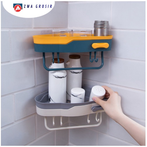 Jual Rak Sabun Sudut Kamar Mandi Tempel Dinding Tanpa Paku | Shopee ...