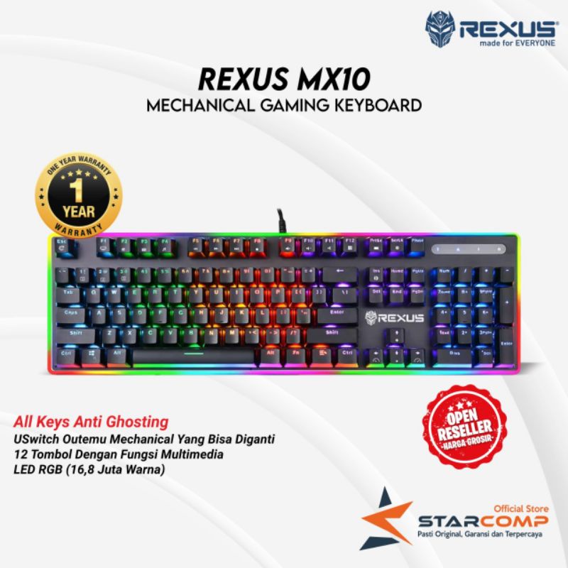 Jual Keyboard Gaming Mechanical Rexus MX10 Legionare Rexus RGB | Shopee ...