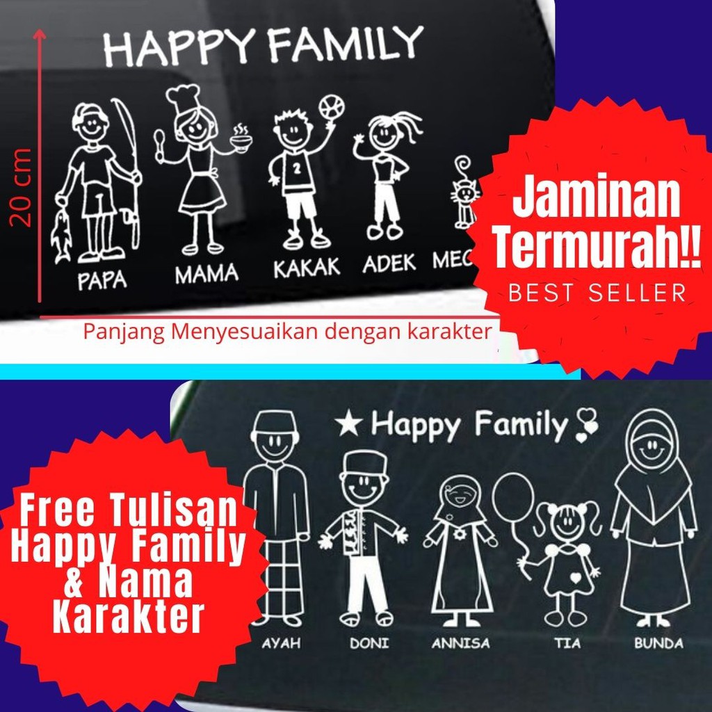 Jual Stiker Happy Family - Decal Mobil - Cutting Sticker - haZE ...