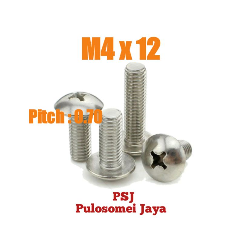Jual Baut JT Stainless M4 x 12 / Baut Payung SS M4 x 12 / JT SS M4 x 12 | Shopee Indonesia
