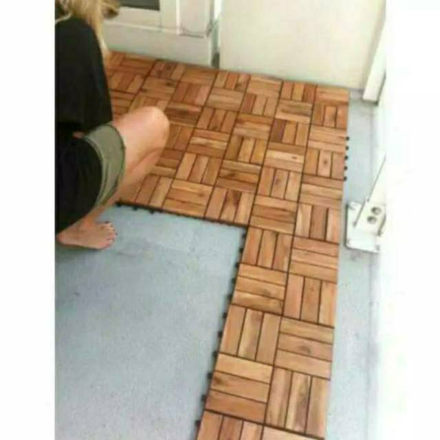 Jual Ubin lantai decking tile solid kayu jati Indonesia|Shopee Indonesia