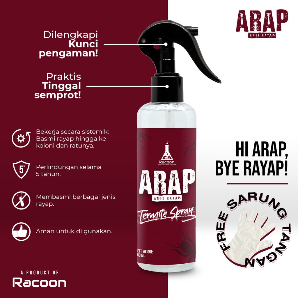 Jual Racoon Obat Anti Rayap Spray ARAP / Racun Rayap Semprot Cair ...