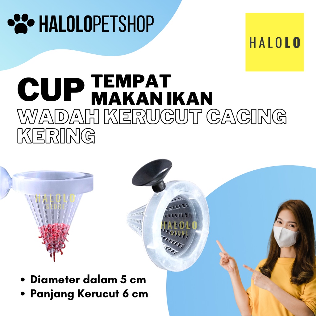 Jual Tempat Makan Ikan CUP Cacing Rambut Beku & Kering Bentuk Kerucut ...