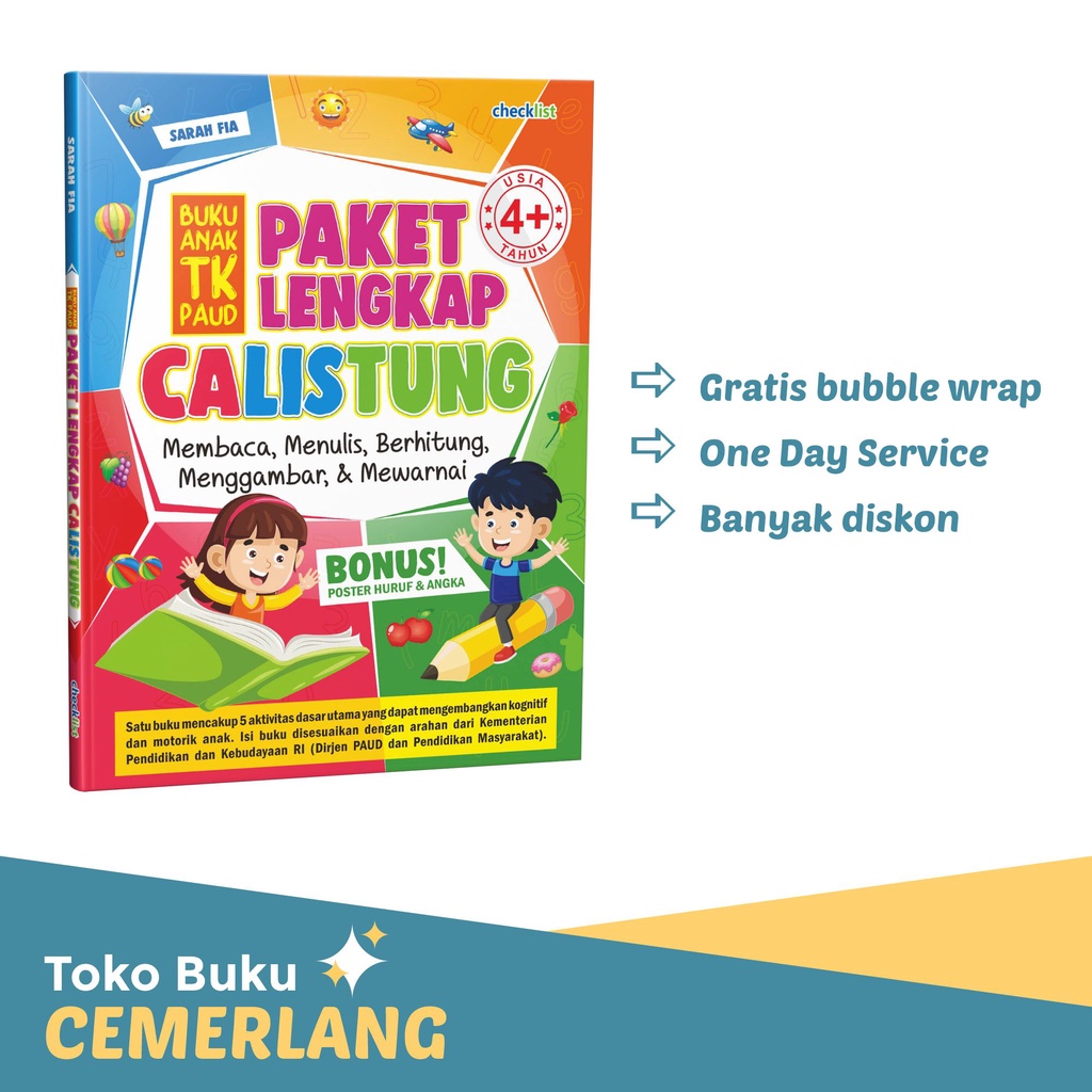 Jual Buku Anak TK PAUD Paket Lengkap Calistung Bonus Poster Huruf Angka ...