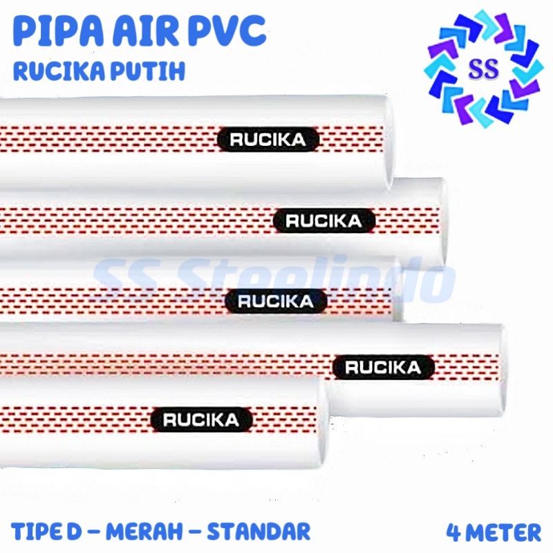 Jual PIPA AIR PVC RUCIKA-WAVIN PUTIH-MERAH TIPE D (BIASA) (1-2-3-4 INCH) | Shopee Indonesia