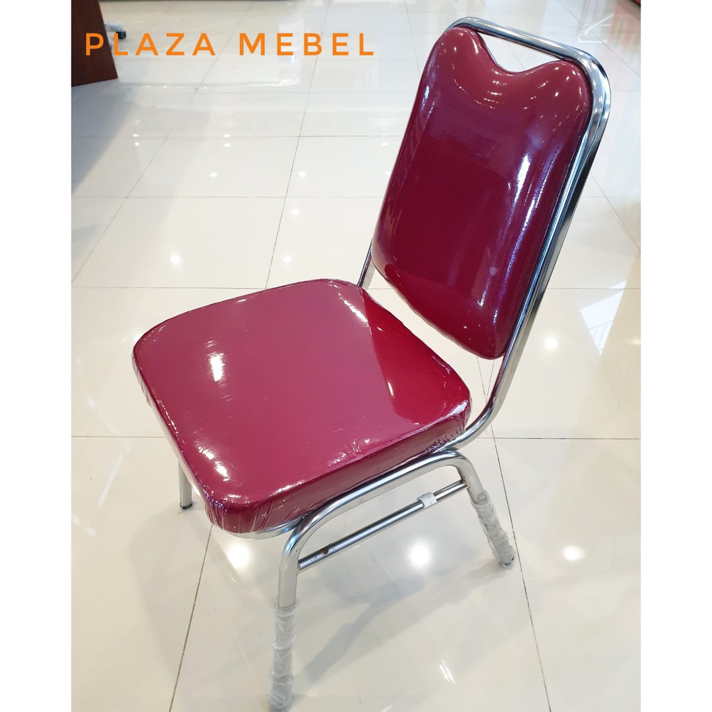 Jual Kursi Susun Brother Merah Kain Besi Chrome Murah | Shopee Indonesia