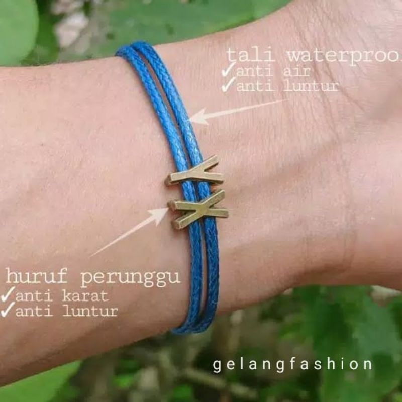 GELANG NAMA INISIAL TALI SERUT WATERPROOF HANDMADE Simple pria/wanita ...