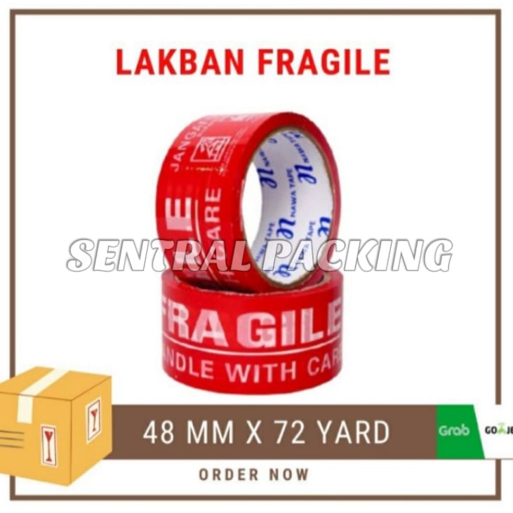 Jual ISOLASI LAKBAN FRAGILE 2" 48MM X 72 YARD - PER PCS | Shopee Indonesia