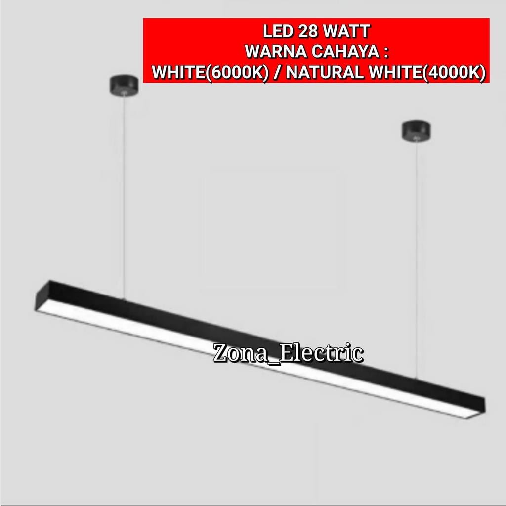 Jual LAMPU GANTUNG BALOK LED 28 WATT BODI HITAM / LAMPU PLAFON KANTOR ...
